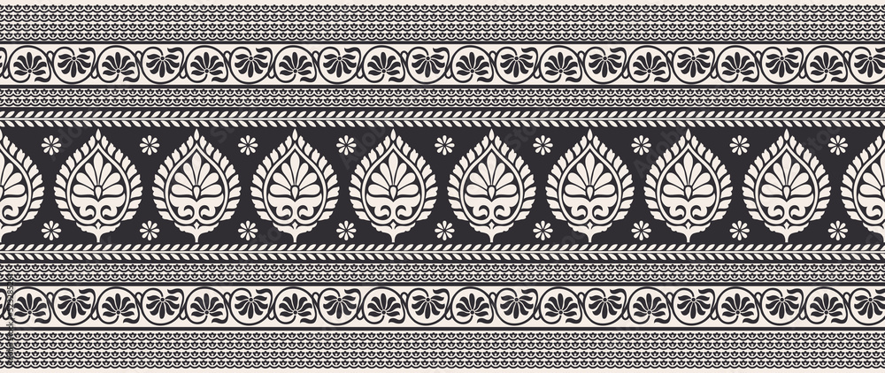Vector tribal floral border design Stock Vector | Adobe Stock