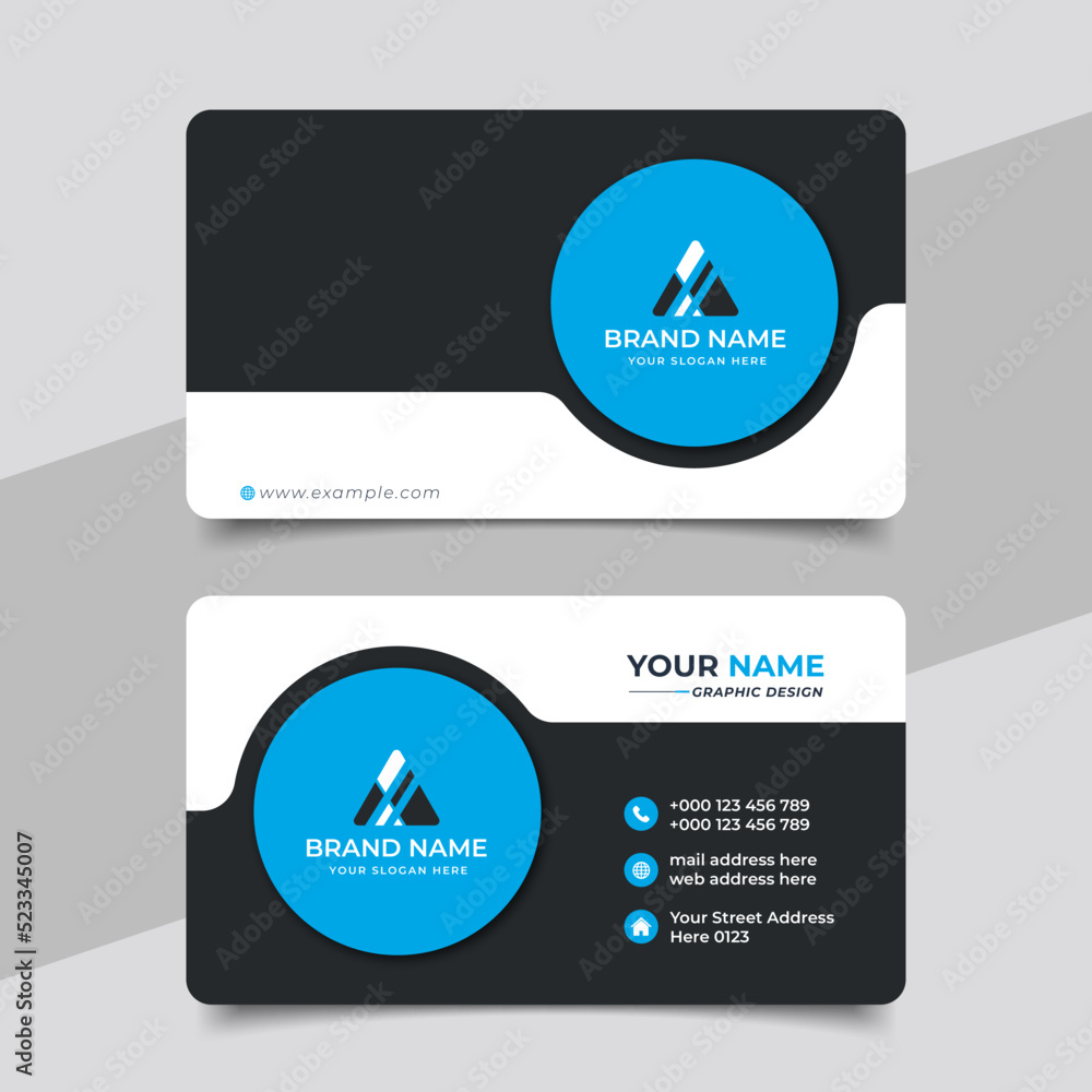 Blue modern creative business card and name card horizontal simple ...