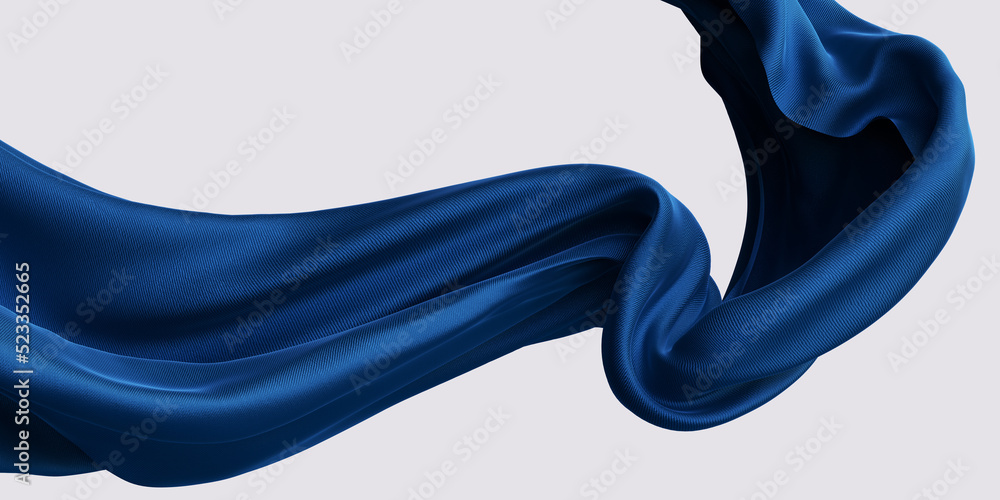Blue dynamic Cloth silk scarf movement, floating fabric background, 3d ...
