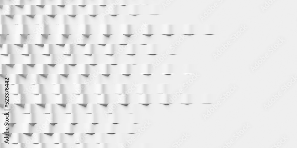 Random shifted soft tight white hard stepped wave bands fading out ...