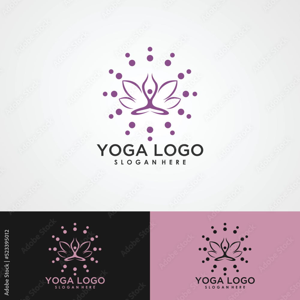 Yoga Logo desain abstrak vektor template gaya Linear. Kesehatan Spa ...