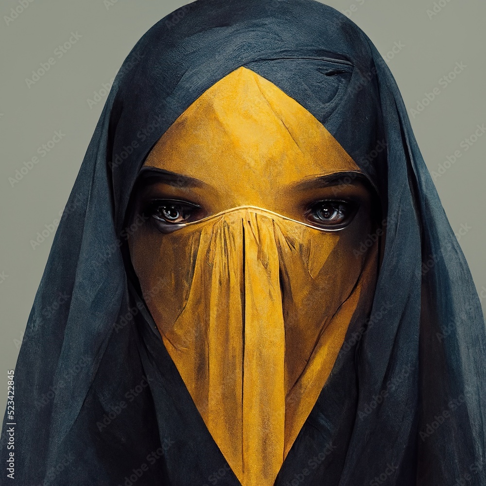 Muslim Women in a niqāb or niqaab also called a ruband, a garment that ...
