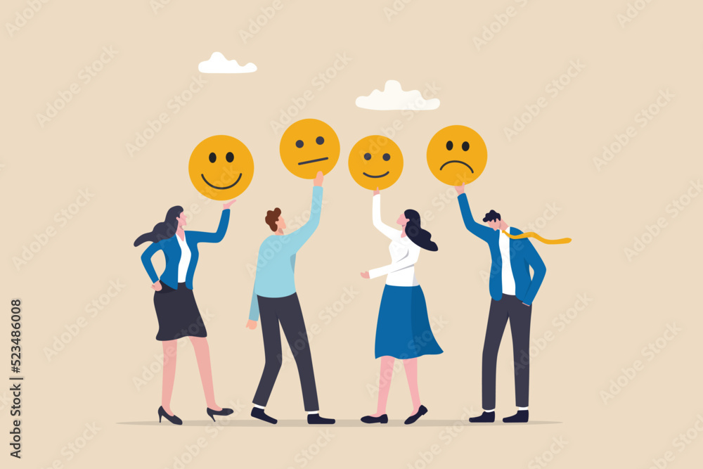 Employee morale, team spirit, work passion or job satisfaction, worker ...