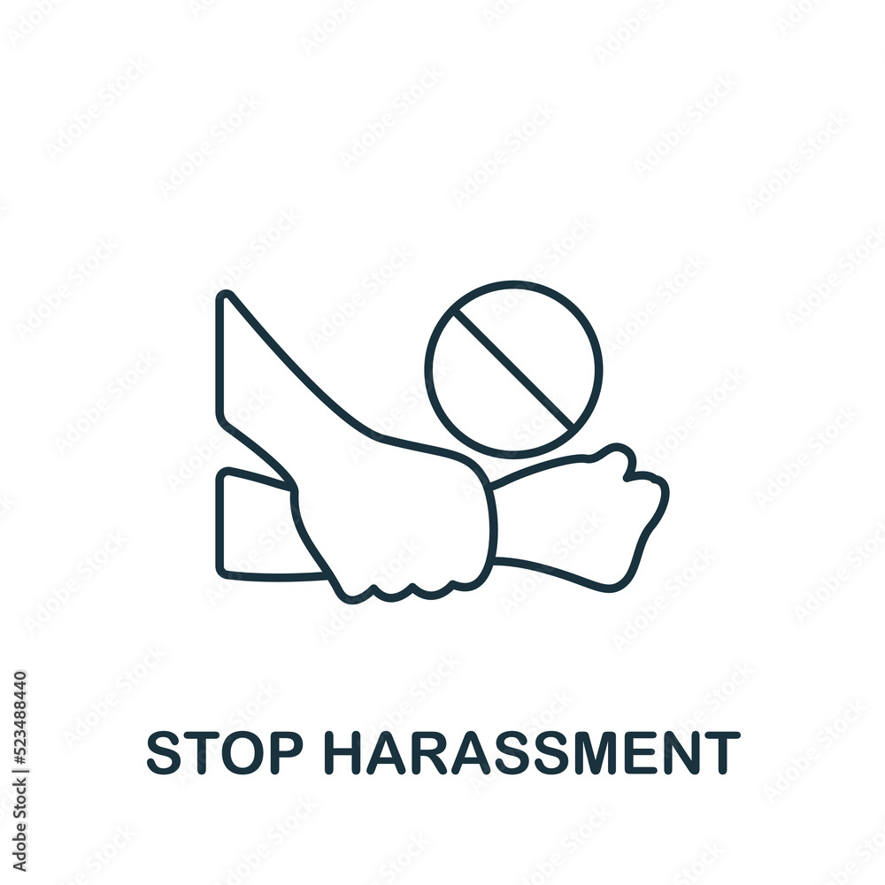 Stop Harassment icon. Monochrome simple line Harassment icon for ...
