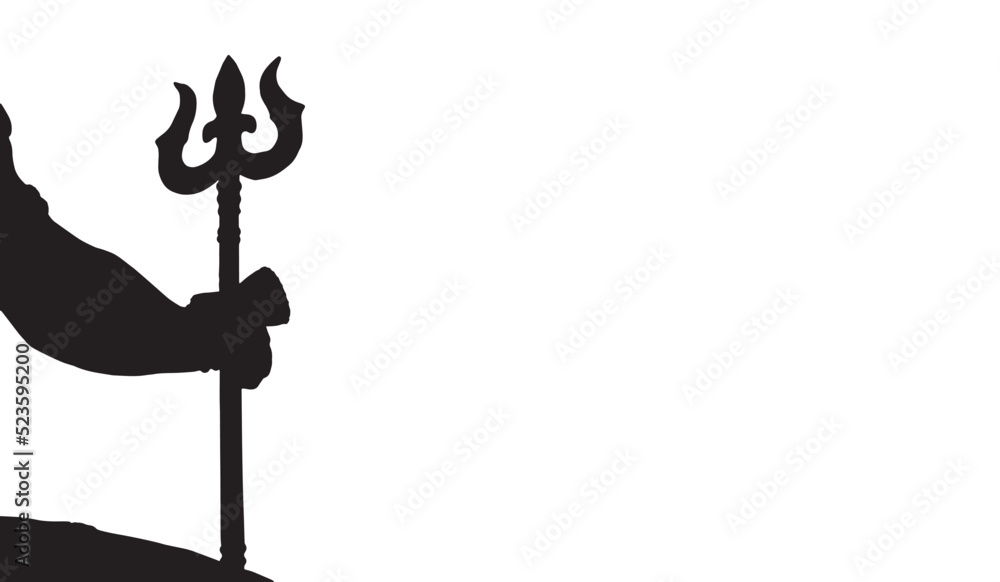 Silhouette Lord shiva's trident in his hand. vector illustration of ...