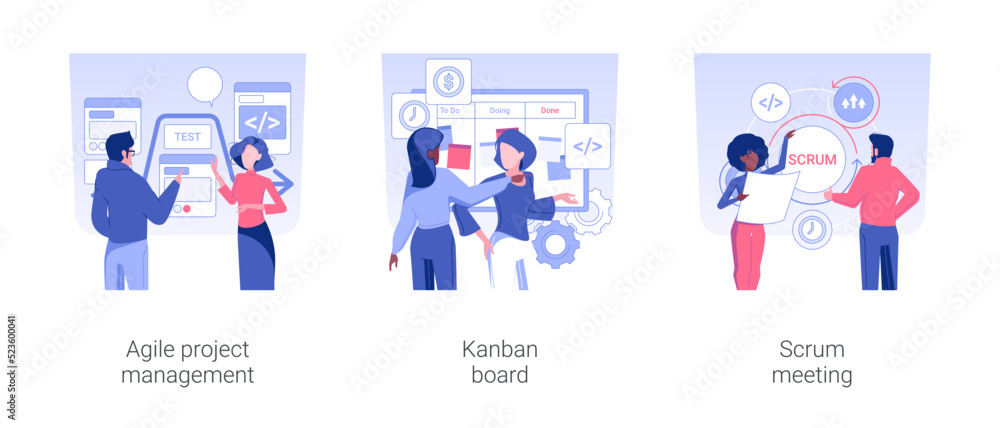 Software development planning isolated concept vector illustration set ...