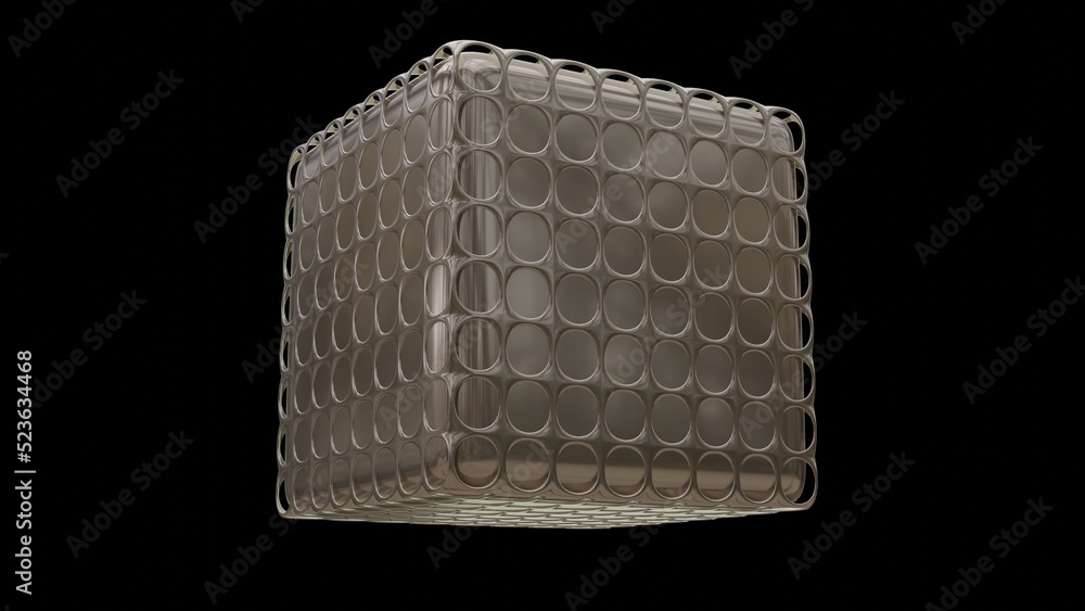 UFO cube shaped .Alien vehicle UAP with silver chrome reflective ...