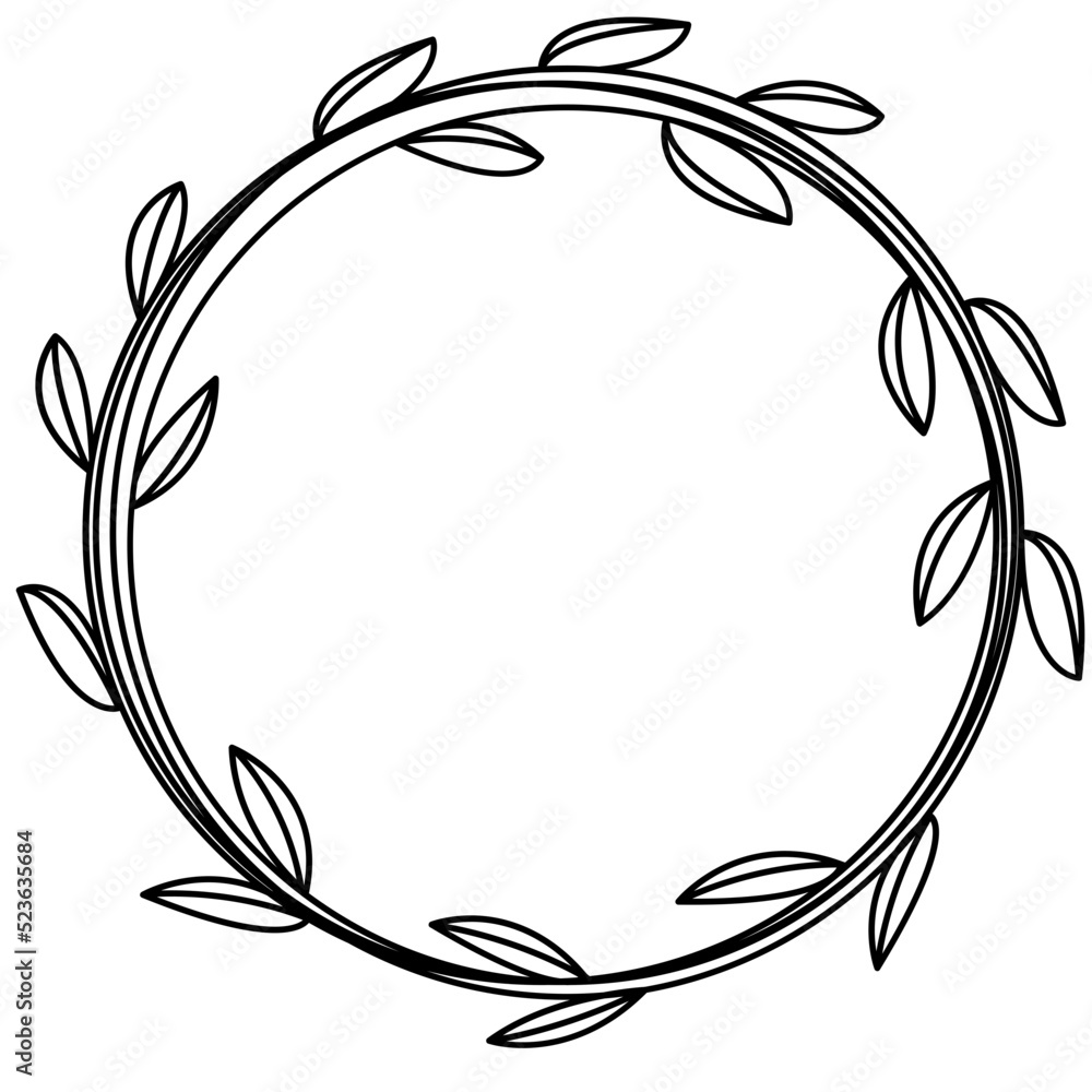 Leaves wreath svg, Monogram frame svg, Laurel wreath svg, Round border ...
