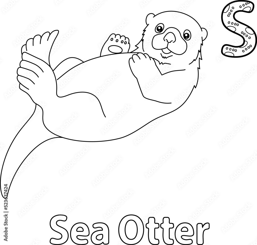 Sea Otter Alphabet ABC Coloring Page S Stock Vector | Adobe Stock