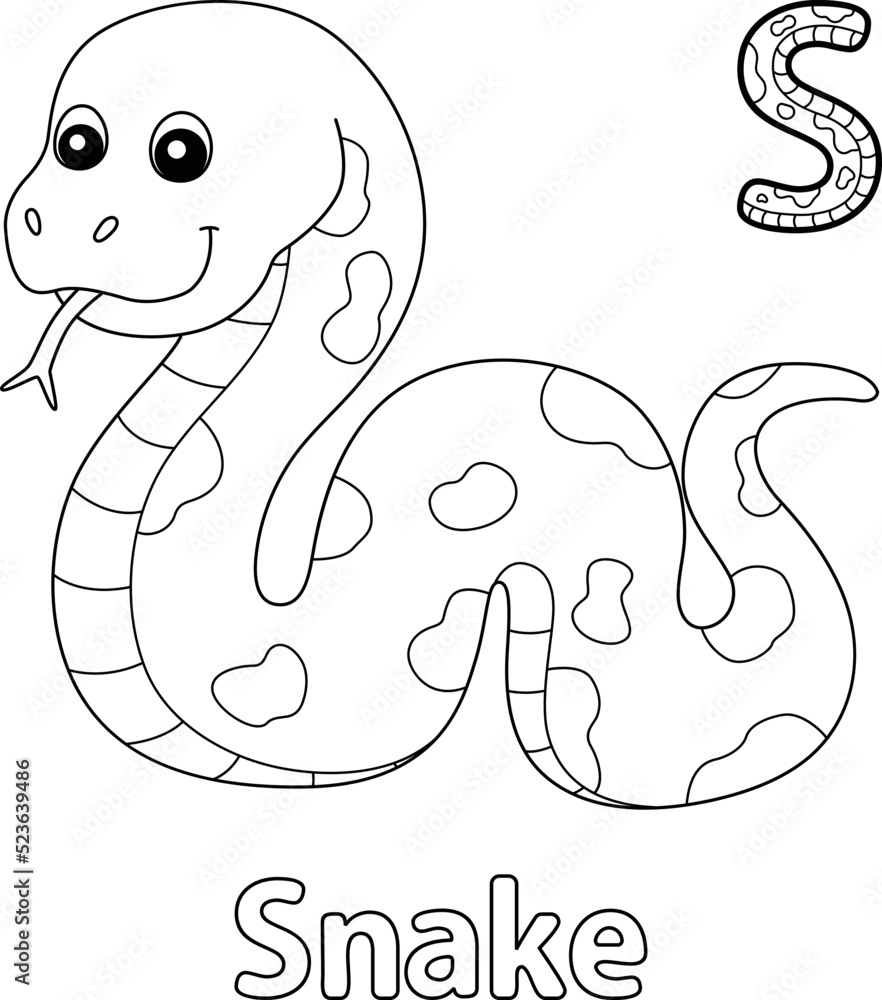 Snake Alphabet ABC Coloring Page S Stock Vector | Adobe Stock
