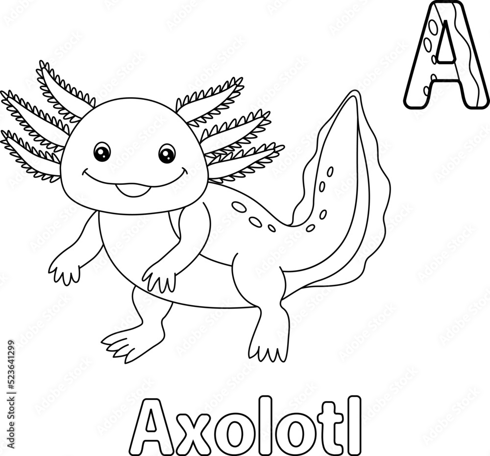 Axolotl Alphabet ABC Coloring Page A Stock Vector | Adobe Stock
