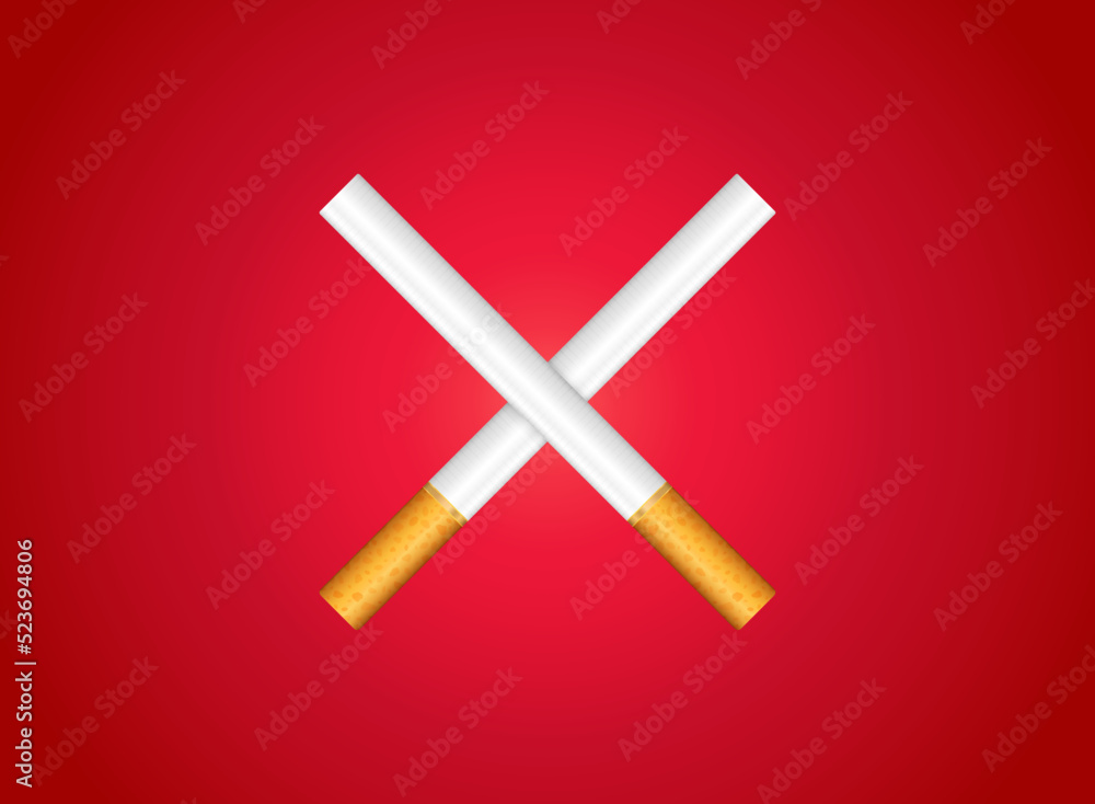 Do not smoke, realistic red poster. Cigarettes lines, stop smoking sign ...