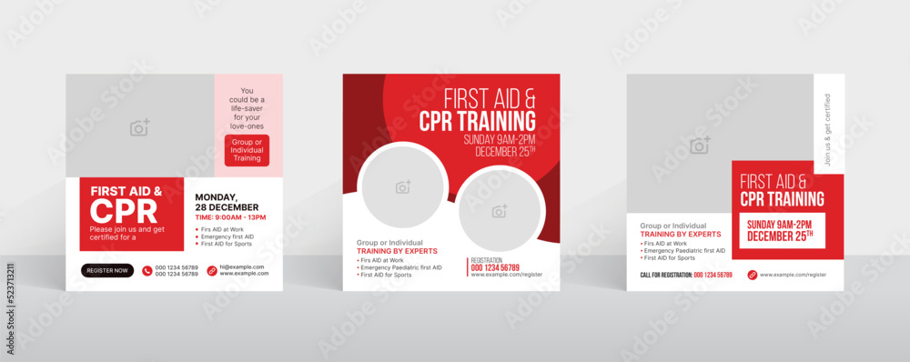 CPR training social media post and web banner templates. Course ...