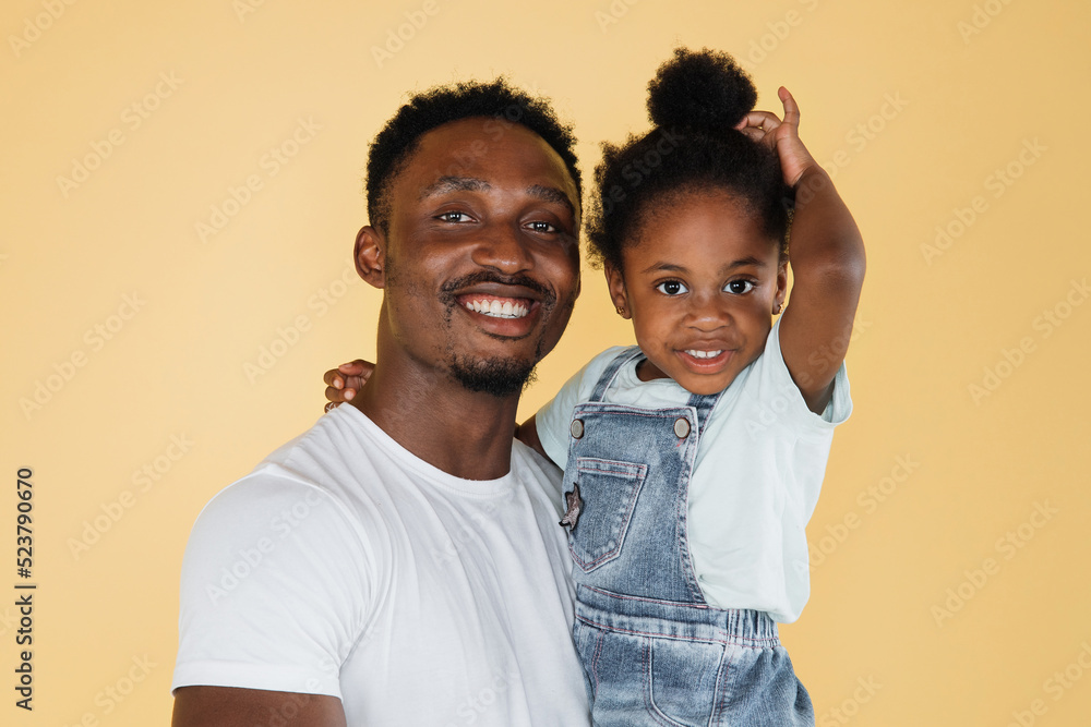 Family, fathers day concept. Close up studio portrait of happy young ...