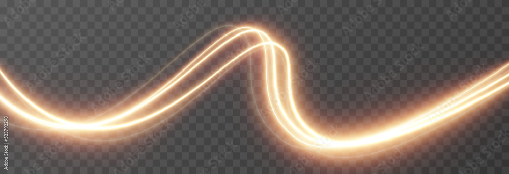 Vector glowing lines of light on an isolated transparent background ...