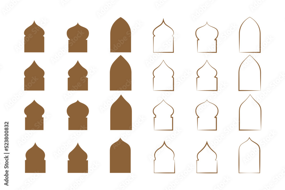 Set of Arabian Arches. Jharokha vector Illustration. Window ...
