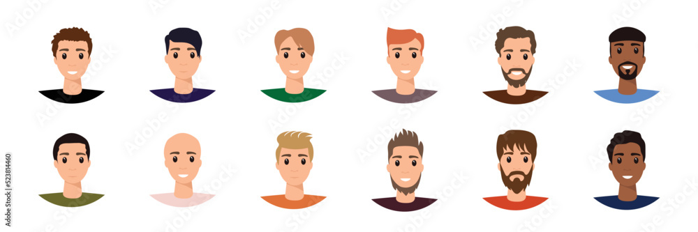 Male character face construction. Man avatar creation kit. Generator ...