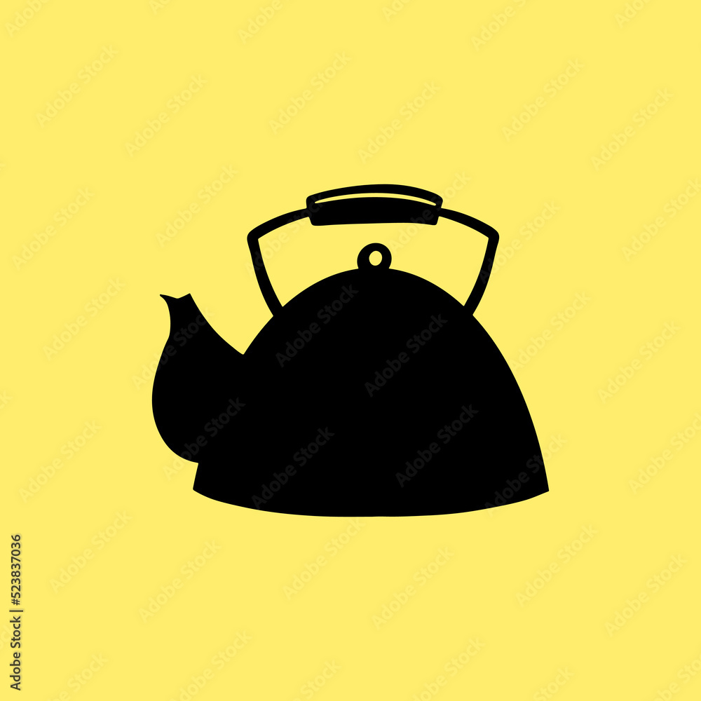Teapot silhouette flat cartoon illustration. Art collection. Isolated ...