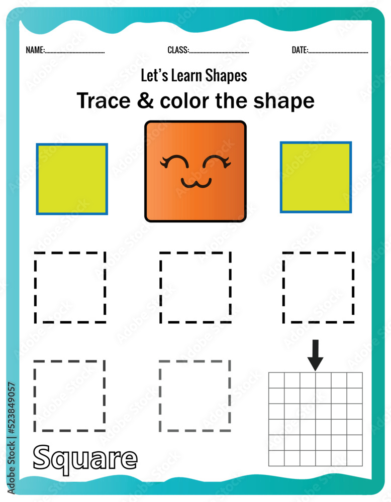 Learn shapes,Preschool or kindergarten worksheet for practicing motor ...