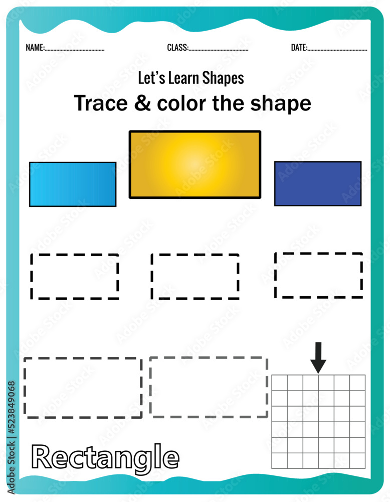 Learn shapes,Preschool or kindergarten worksheet for practicing motor ...