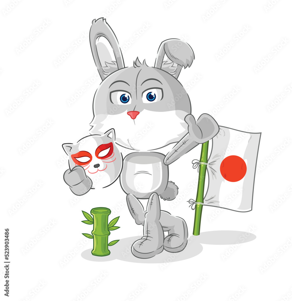 rabbit japanese fox character. cartoon mascot Stock Vector | Adobe Stock