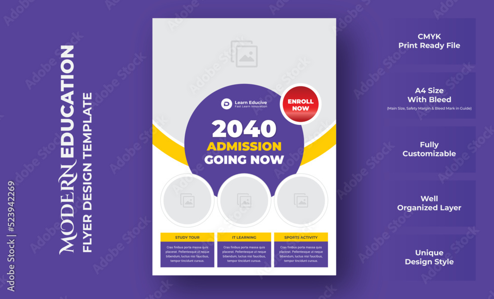 Vektor A4 Flyer Template. Admission Flyer Template. Modern Flyer ...