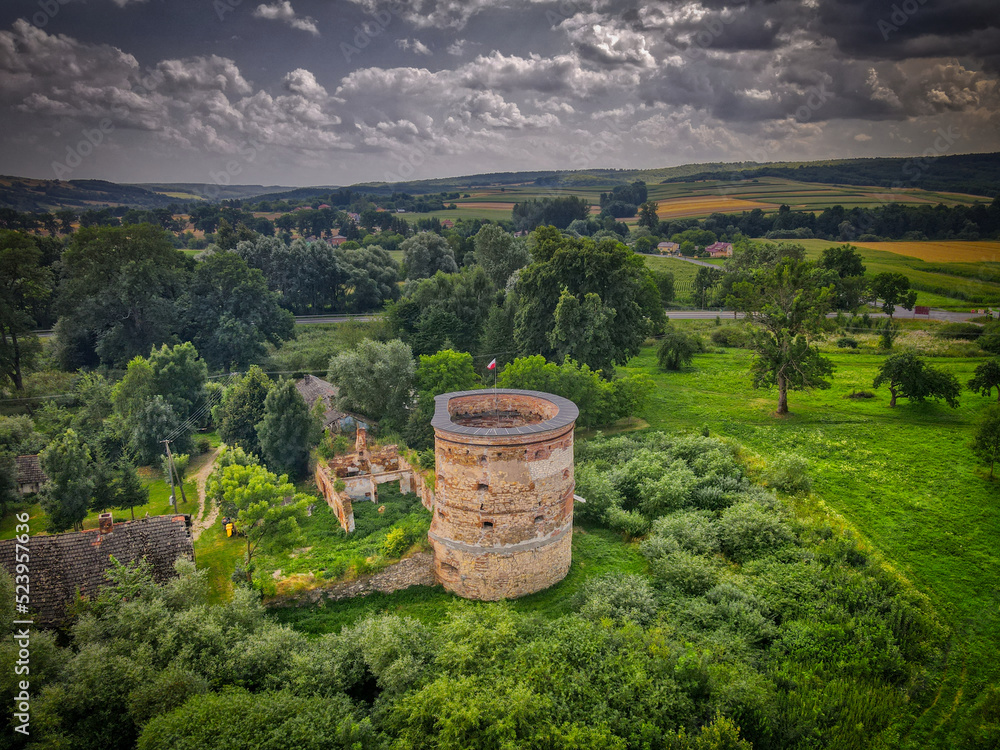 Zdjęcie z drona,zabytkowa baszta Stock Photo | Adobe Stock