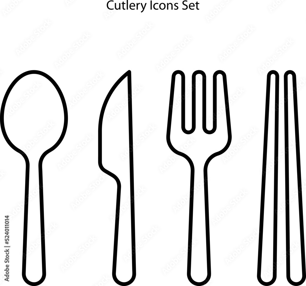 cutlery icons isolated on white background from kitchen collection with ...
