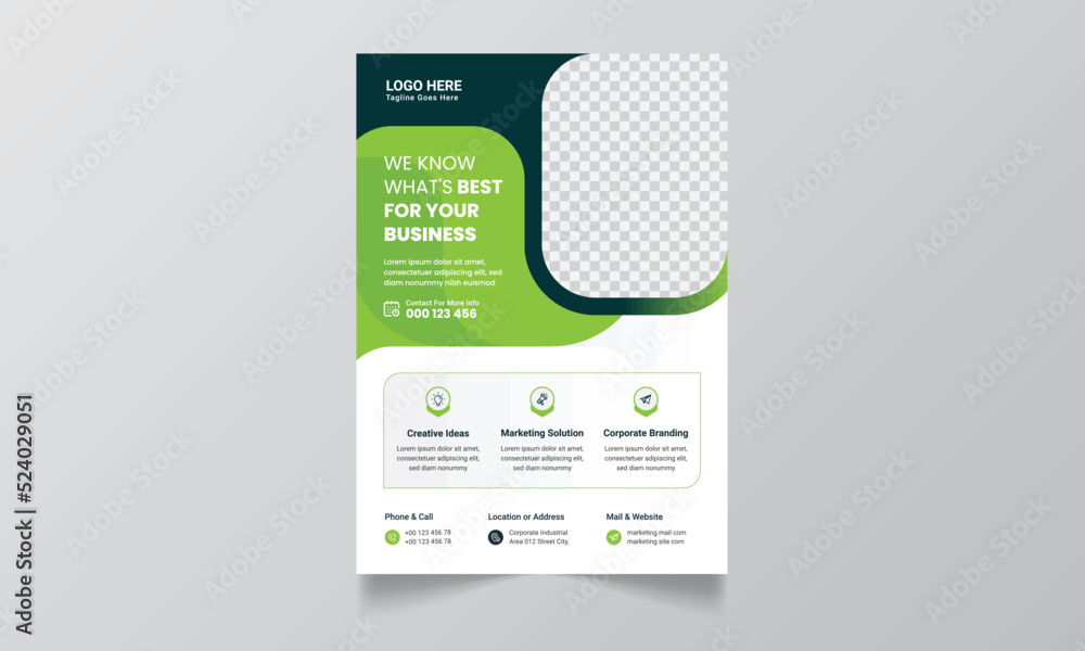 Modern blue and green design template for poster flyer brochure cover ...
