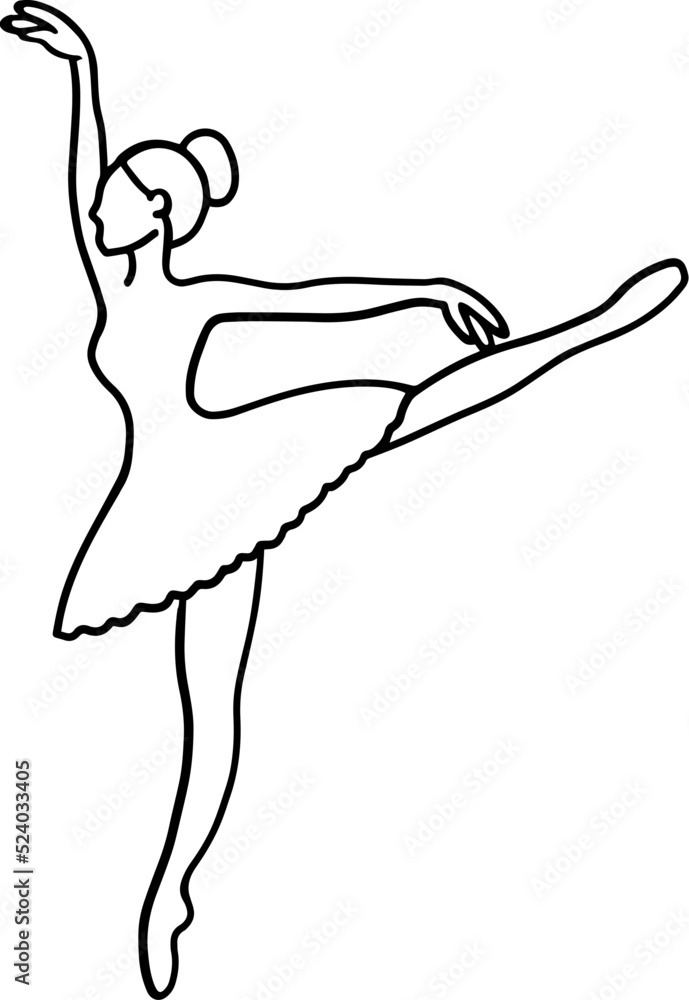 ballerina pose line art drawing Stock Vector | Adobe Stock