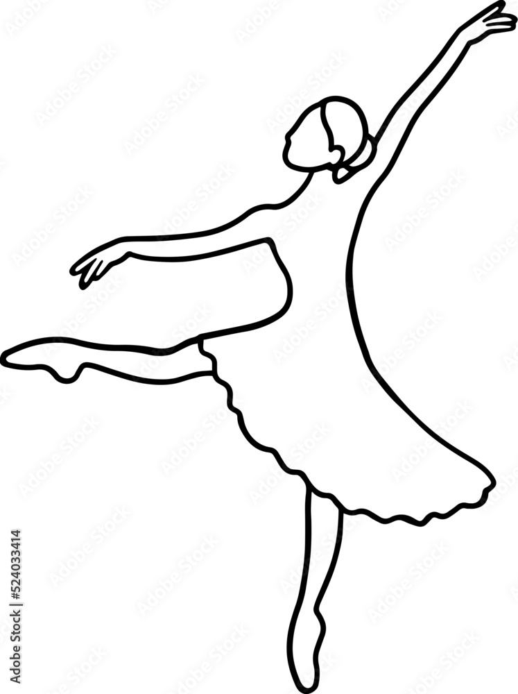 ballerina pose line art drawing Stock Vector | Adobe Stock