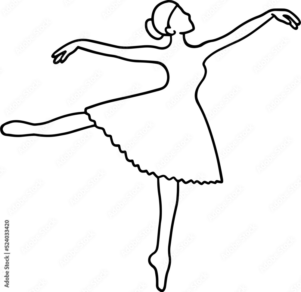 ballerina pose line art drawing Stock Vector | Adobe Stock