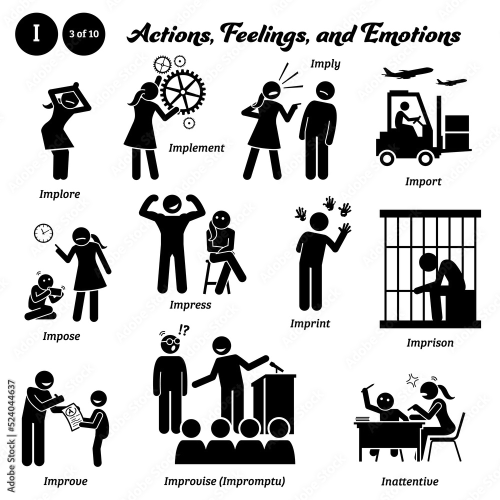 Stick figure human people man action, feelings, and emotions icons ...