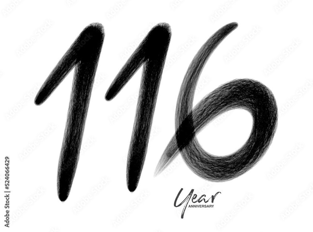 116 Years Anniversary Celebration Vector Template, 116 number logo ...