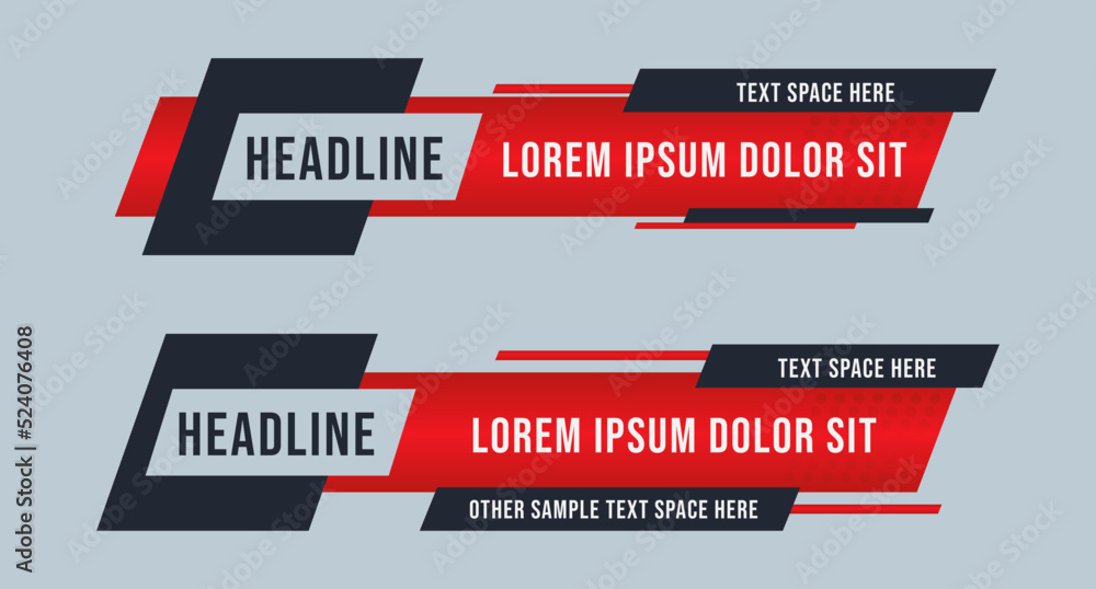Editable set of Broadcast News Lower Thirds Banner for Video headline ...