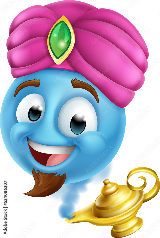 Genie Lamp Emoticon Cartoon Face Stock Illustration | Adobe Stock