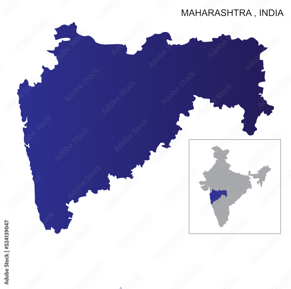 map of the Maharashtra state in India Map (Map not to Scale) Stock ...