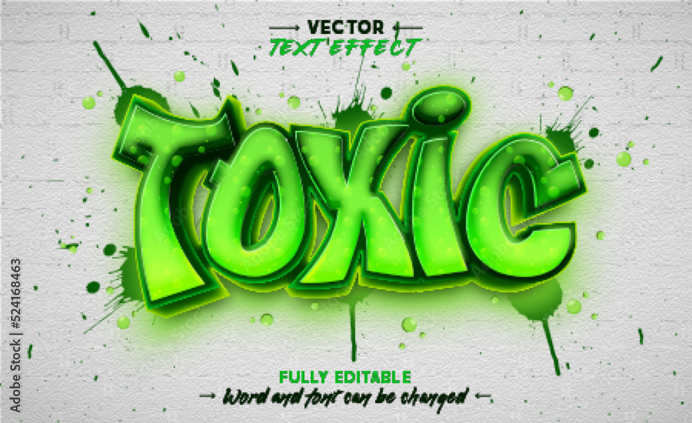 Green Toxic 3D graffiti style editable text effect Stock Vector | Adobe ...
