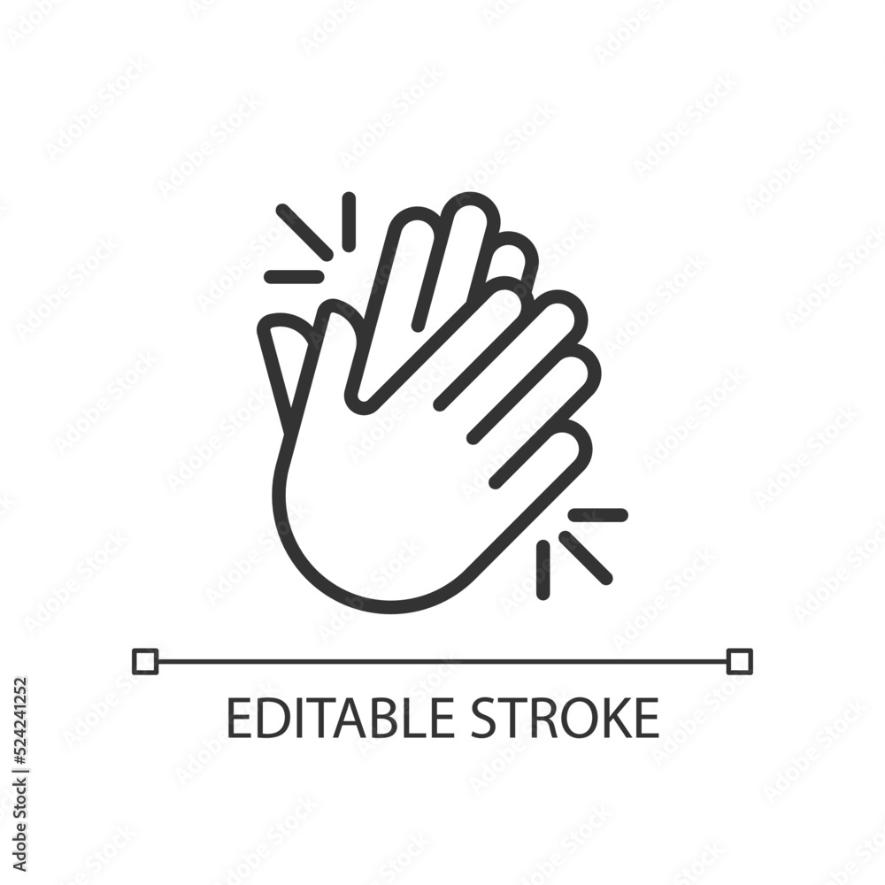 Vector de Stock Clapping hands pixel perfect linear icon. Applause and ...
