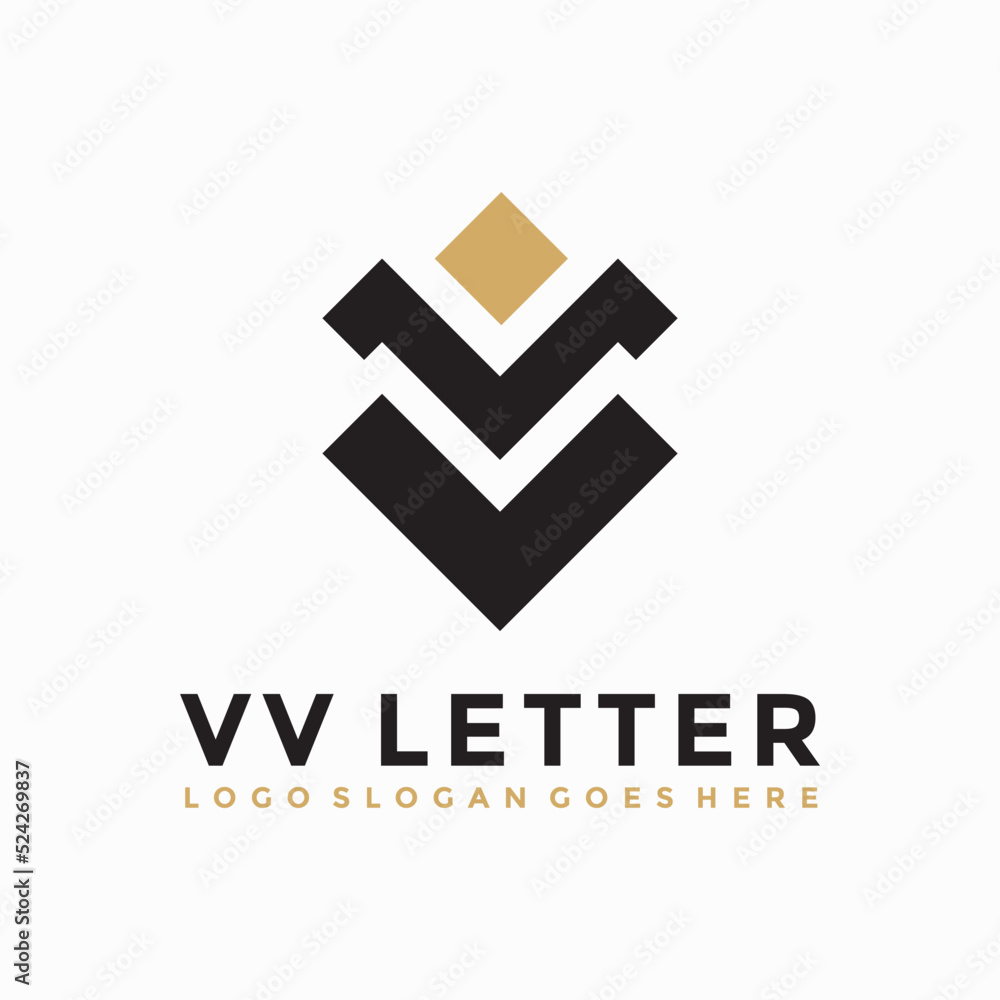 VV Letter gold black logo vector image Stock Vector | Adobe Stock