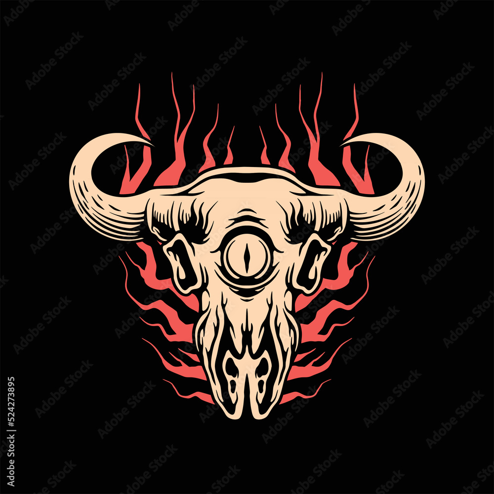 demonic bull tattoo vector design Stock Vector | Adobe Stock