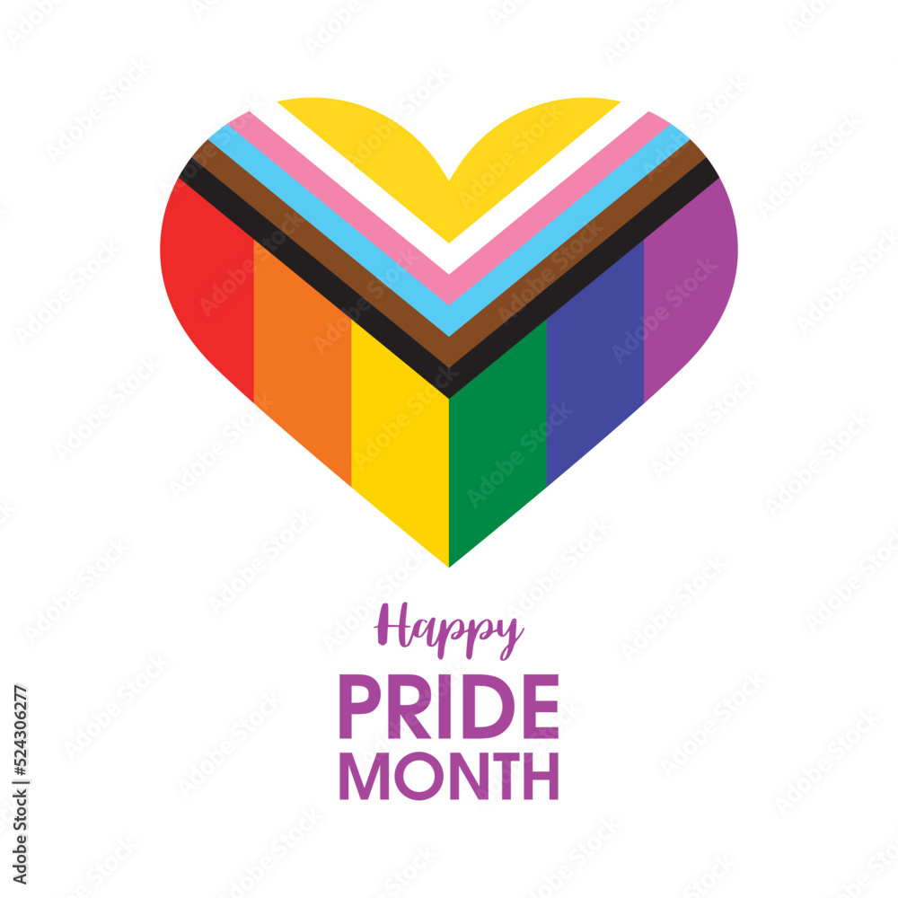 Happy Pride Month icon vector. Progress LGBTQIA pride flag in heart ...