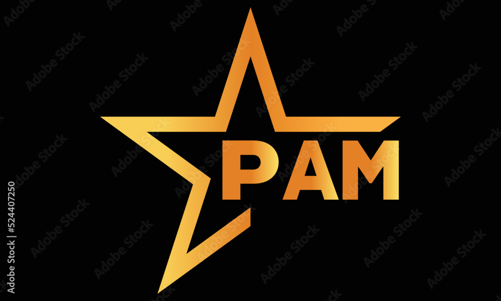 Vector de Stock PAM golden luxury star icon three letter logo design ...