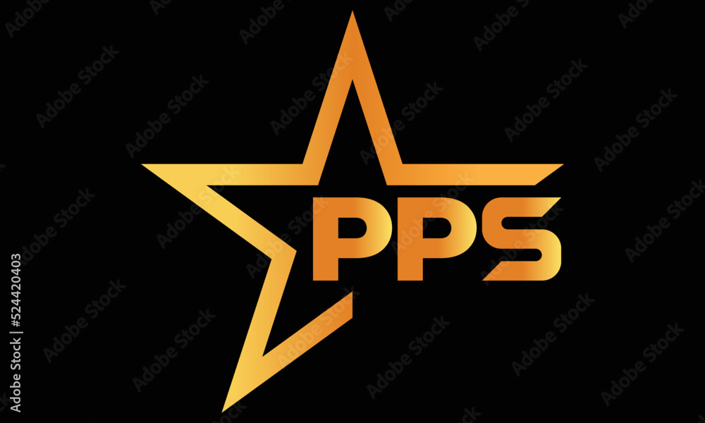 PPS golden luxury star icon three letter logo design vector template ...