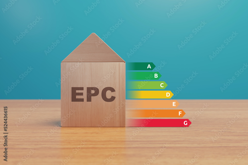 EPC House energy performance certificate - Little cute house made of ...