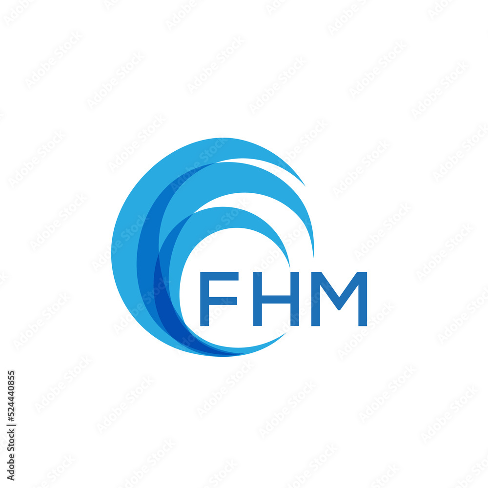 FHM letter logo. FHM blue image on white background. FHM Monogram logo ...