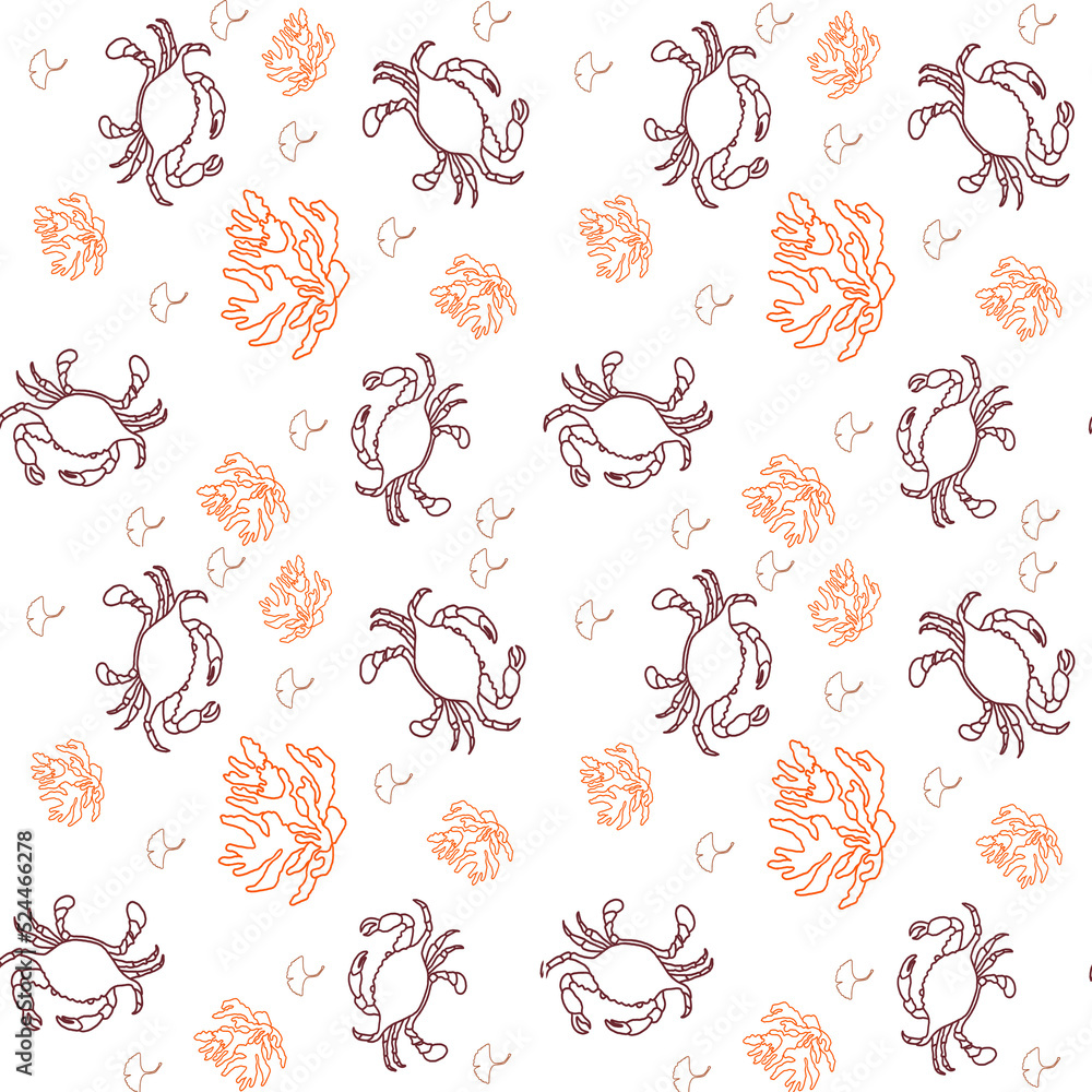 pattern with crab and coral PNG transparent background Stock ...