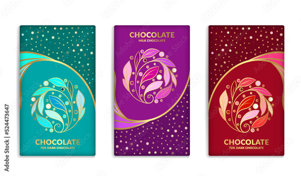 Colorful set of chocolate bar packaging design in abstract style ...