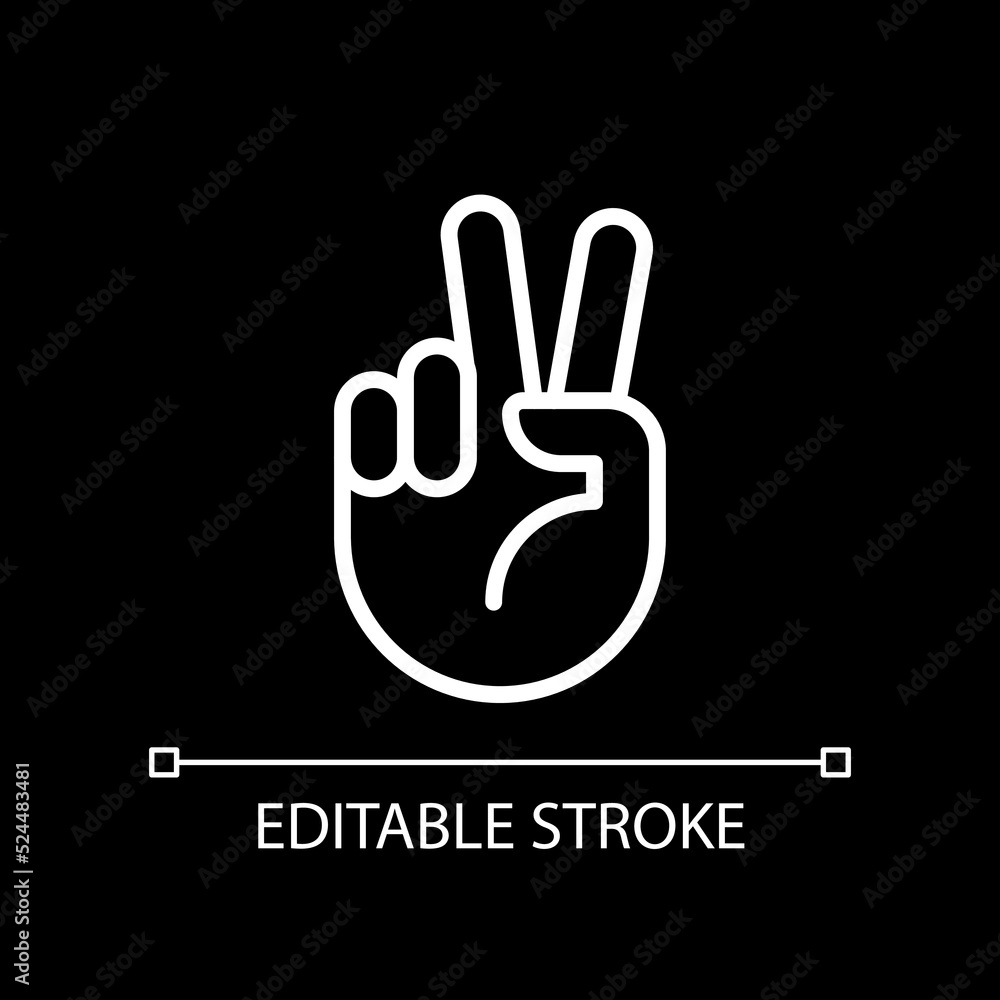 Peace sign pixel perfect white linear icon for dark theme. Pacifistic ...