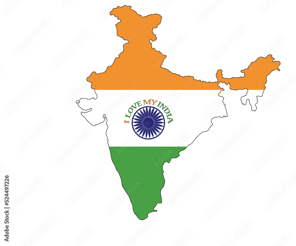 tri color indian flag and map Stock Illustration | Adobe Stock